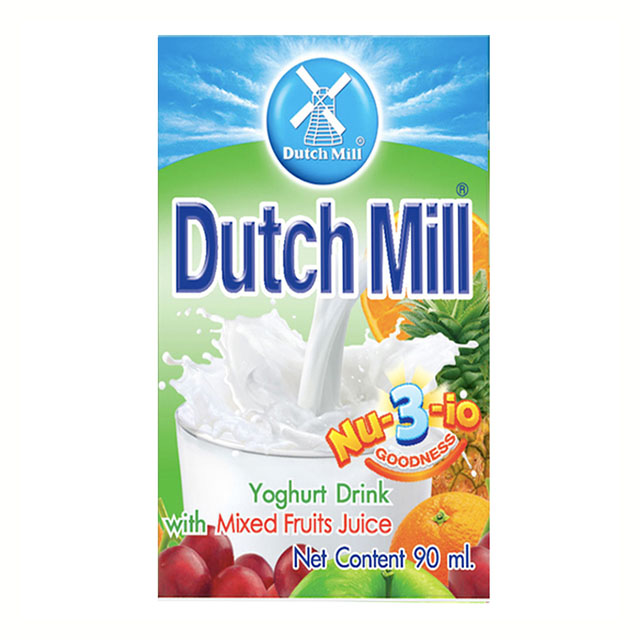 Dutch Mill, Yoghurt Drink 90 ml 4 pcs (Blueberry, Melon, Mixed Fruit, Orange, Strawberry, Super ...