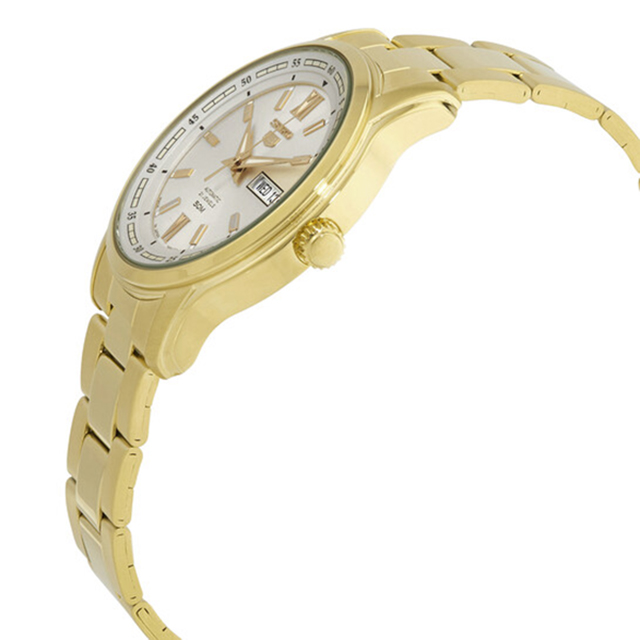 Seiko 5 Gold Tone Automatic Watch Couple Set Watch Silver Dial Brand ...