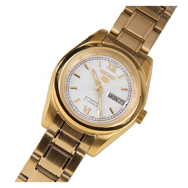 Seiko 5 Gold Tone Automatic Watch Couple Set Watch Silver Dial Brand ...