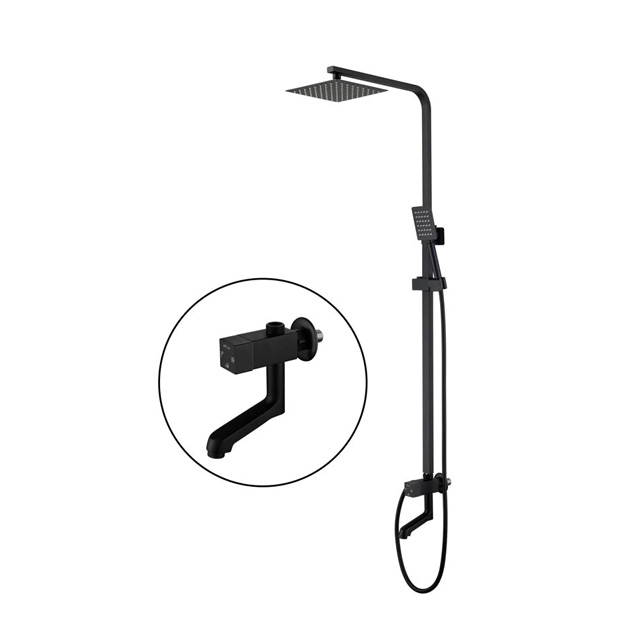Shower bar square matte black-Unlistore Philippines
