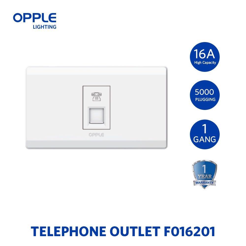 OPPLE 1 Gang Telephone Outlet White and Dark Grey- F016201-Unlistore ...